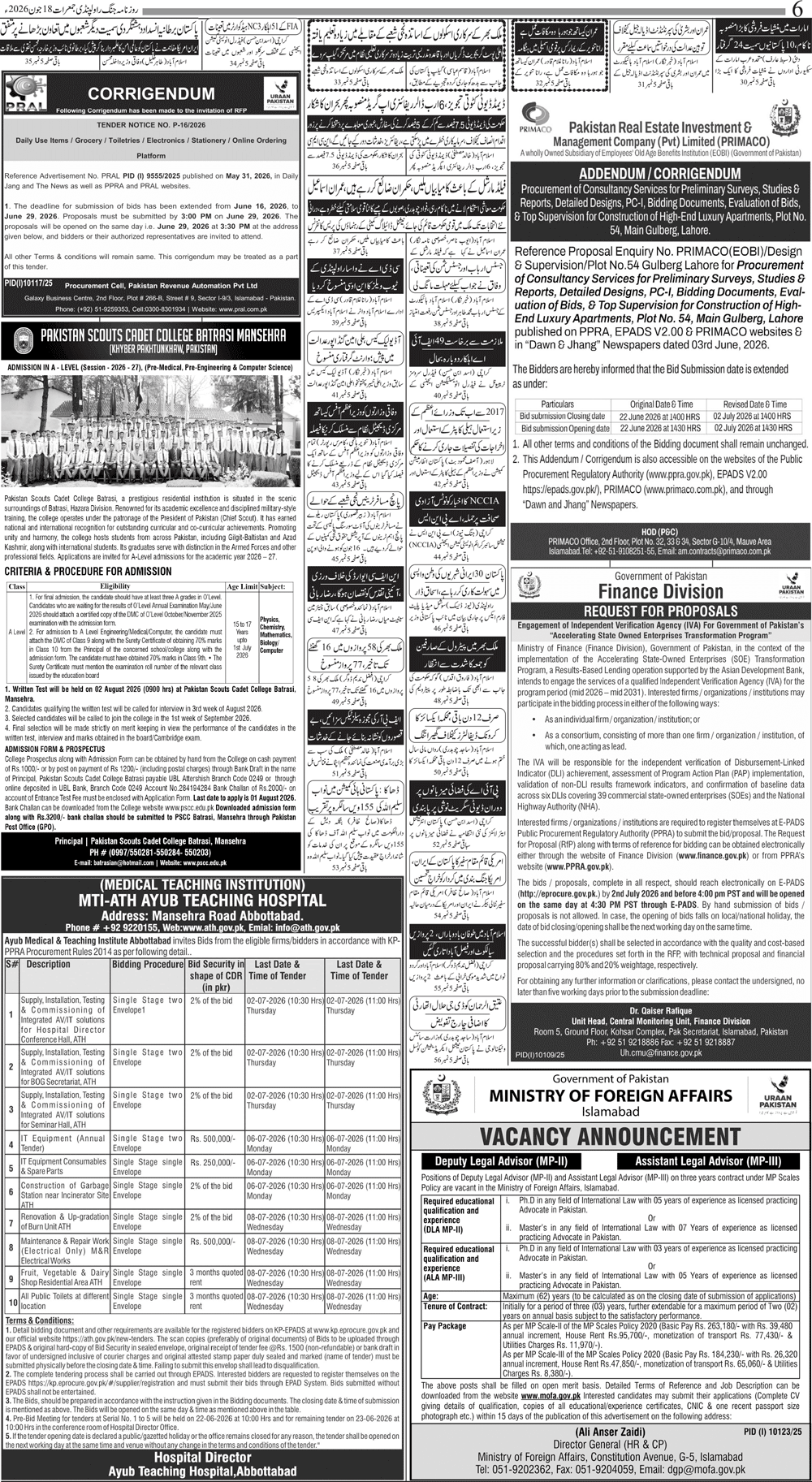 Jang ePaper 18 June 2026: Jang Pindi Newspaper, Urdu Newspaper ...